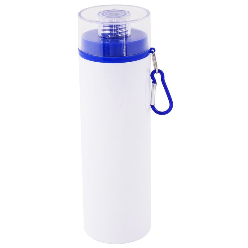 Subli 750ml Aluminum Water Bottle, Transparent Cap Light Green Lid (White)