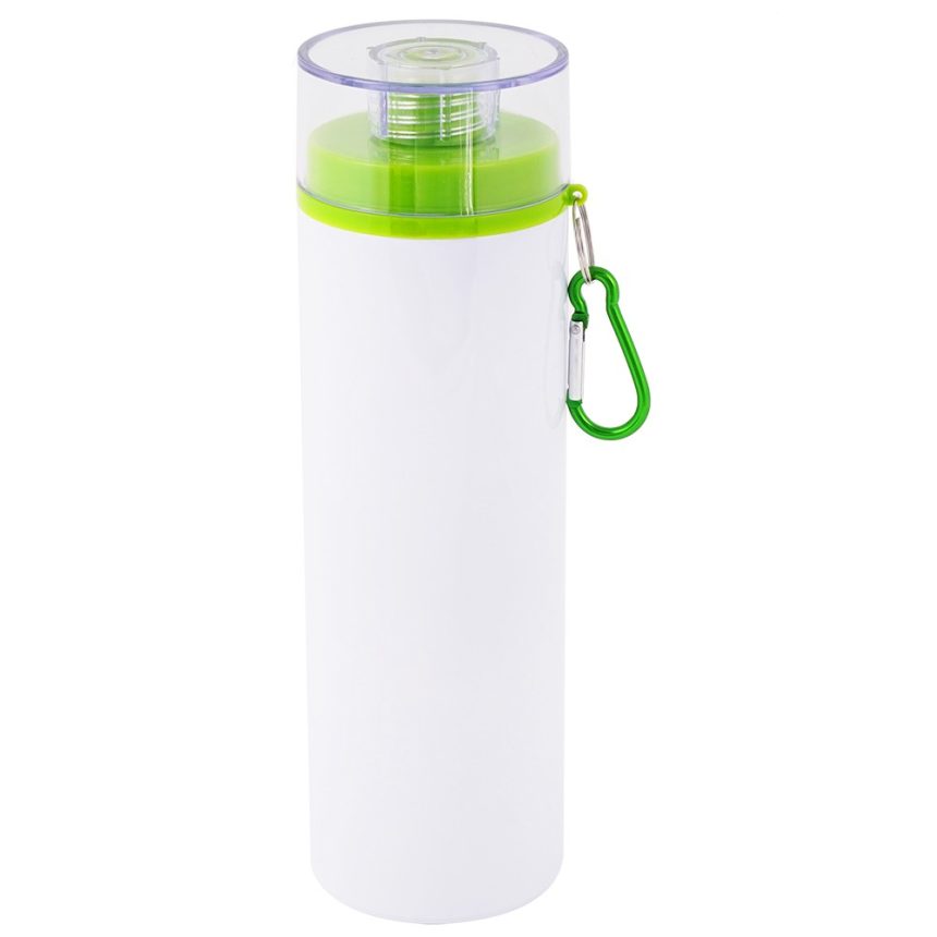 Subli 750ml Aluminum Water Bottle, Transparent Cap Blue Lid (White)